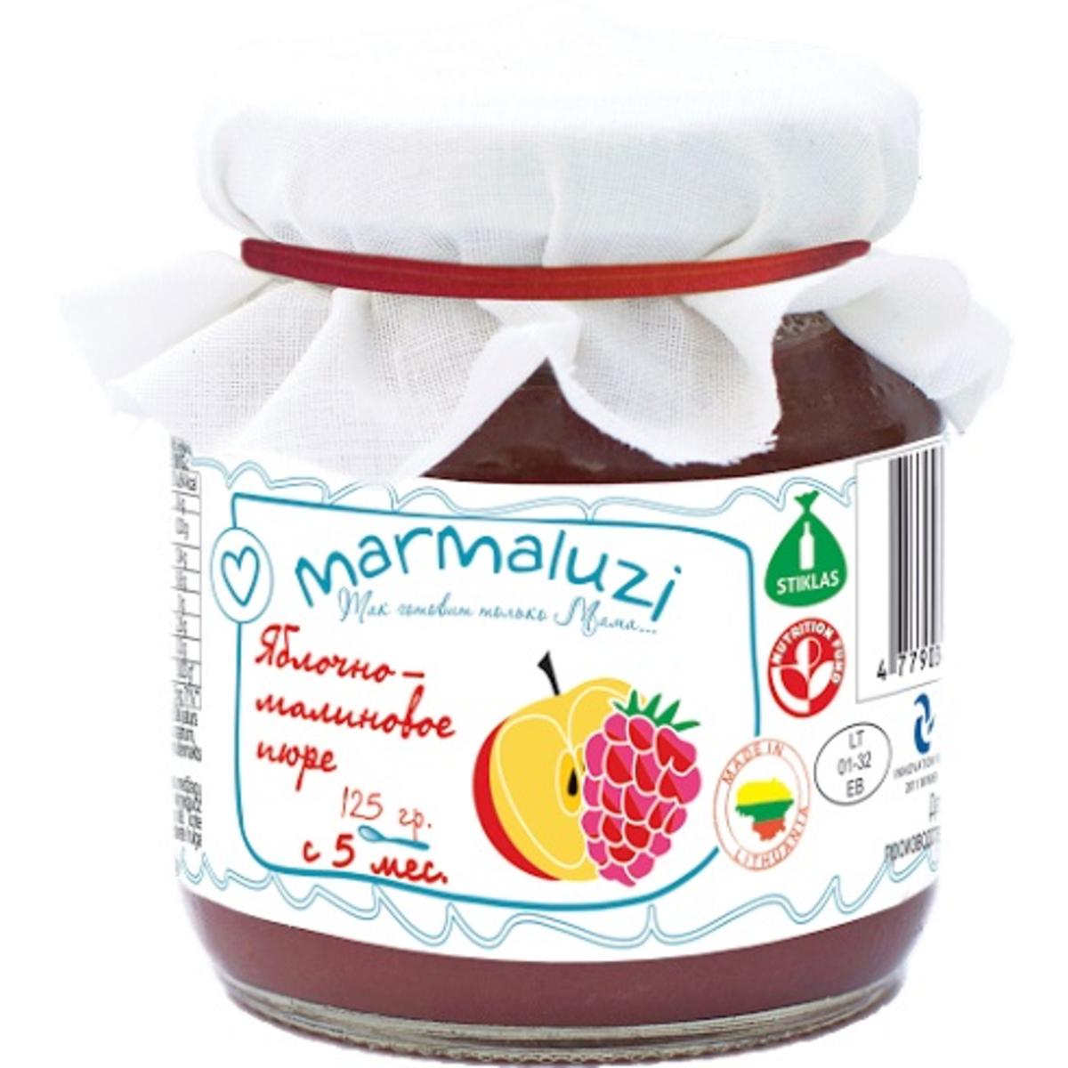 Купить Детское пюре натуральное яблочно-малиновое с 4 месяцев Marmaluzi ...